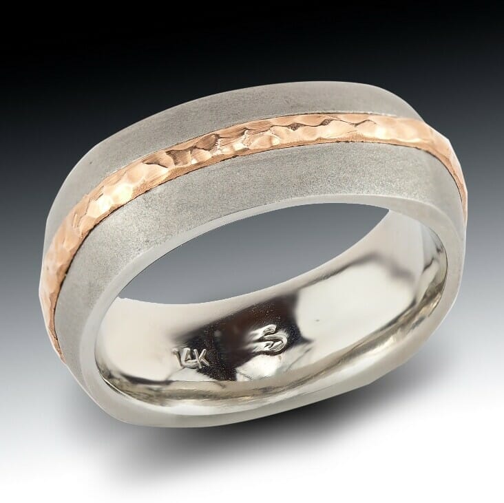 Steel and Rose Gold Round Band | Skylight Jewelers | Custom Jewelry Design