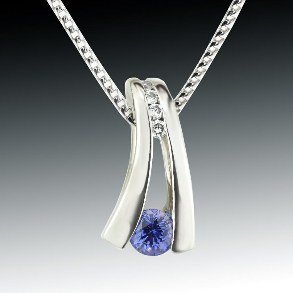 Periwinkle Sapphire Split Pendant | Skylight Jewelers | Custom Jewelry Design