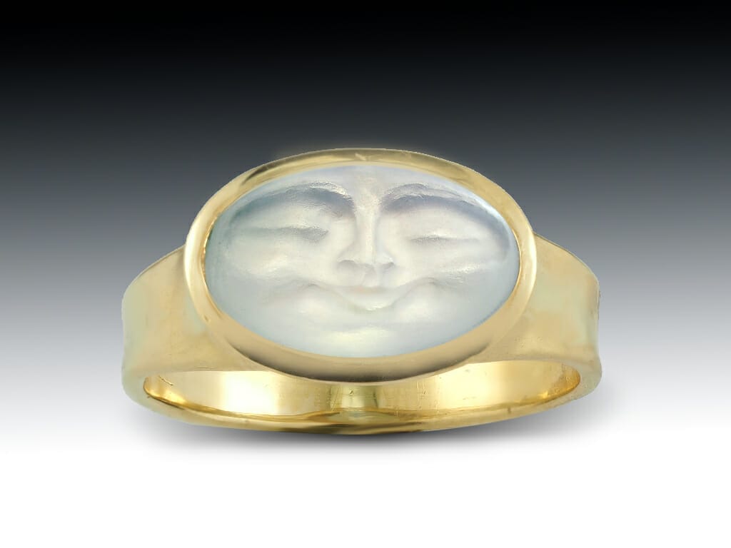 Wide Carved Moonstone Bezel Ring | Skylight Jewelers