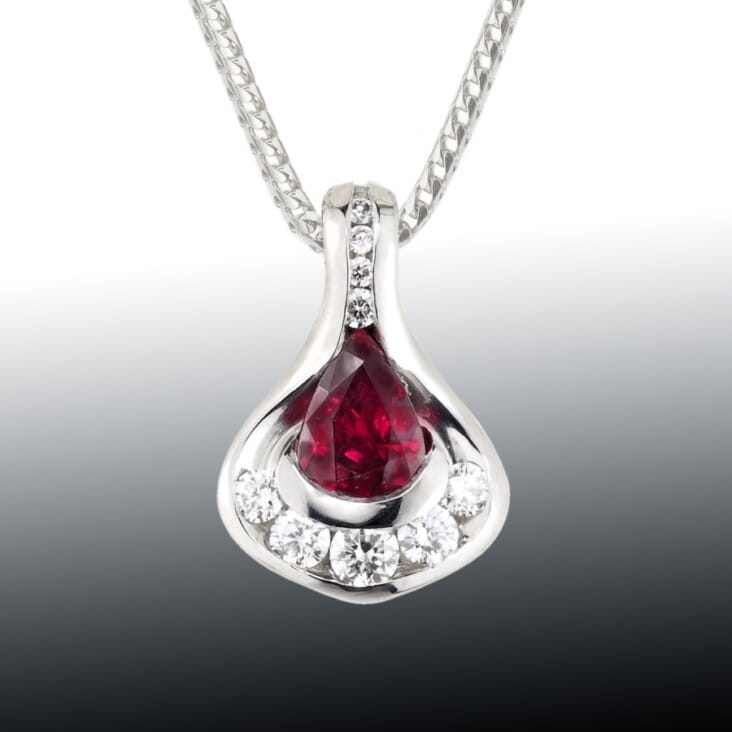 Pear Shaped Ruby Diamond Pendant | Skylight Jewelers | Custom Jewelry ...